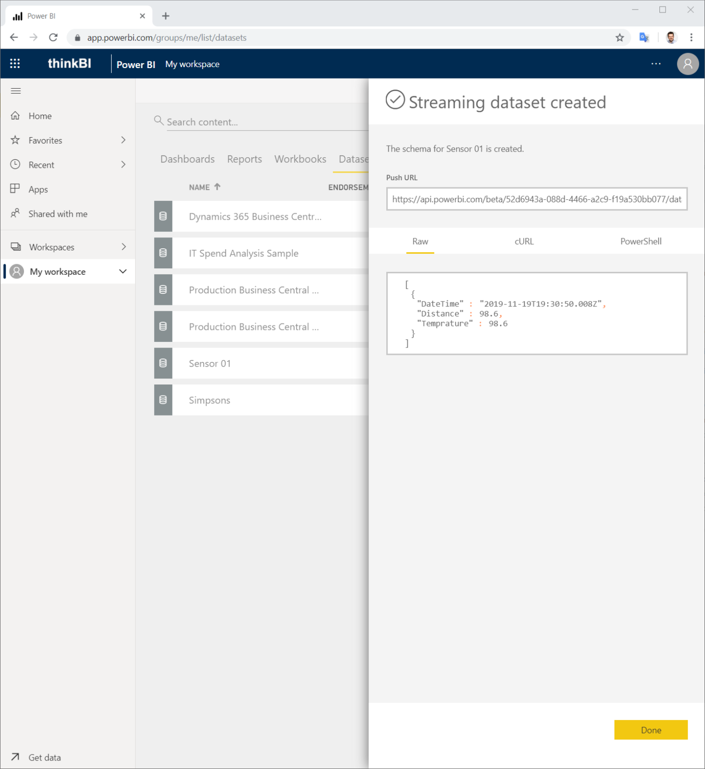 Streaming sensor data to Power BI - thinkBI